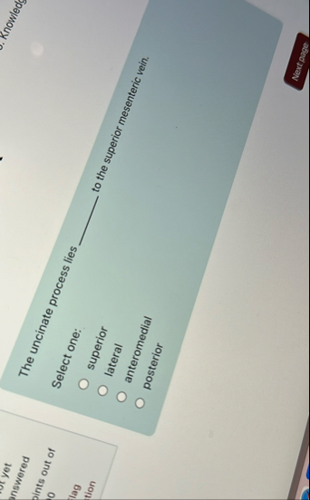 Solved The uncinate process liesSelect | Chegg.com