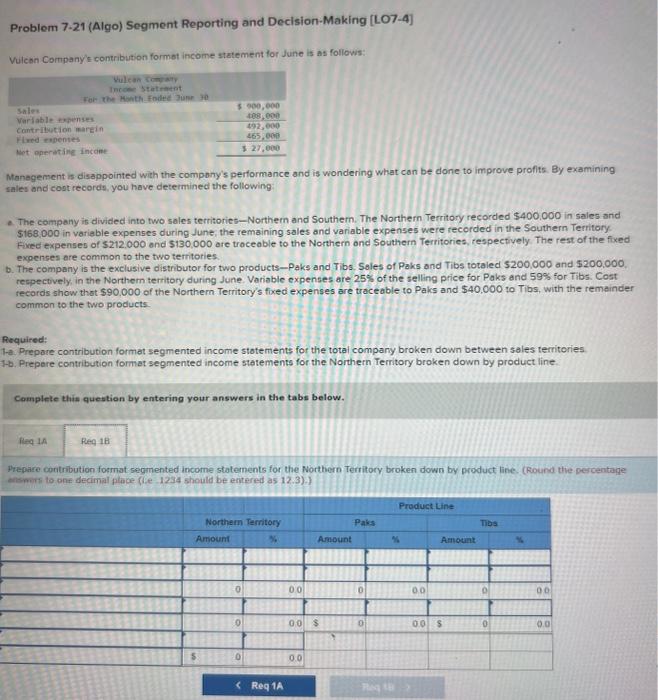 Solved Problem 7.21 (Algo) Segment Reporting and | Chegg.com