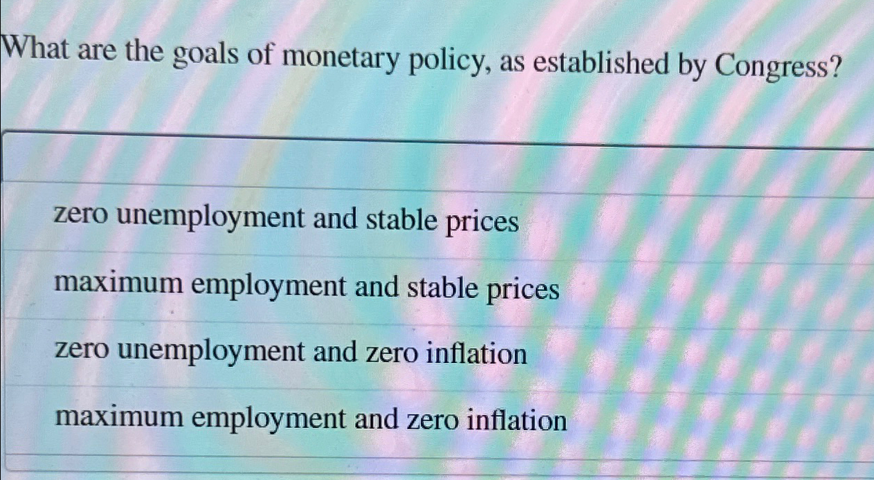 Solved What are the goals of monetary policy, as established | Chegg.com