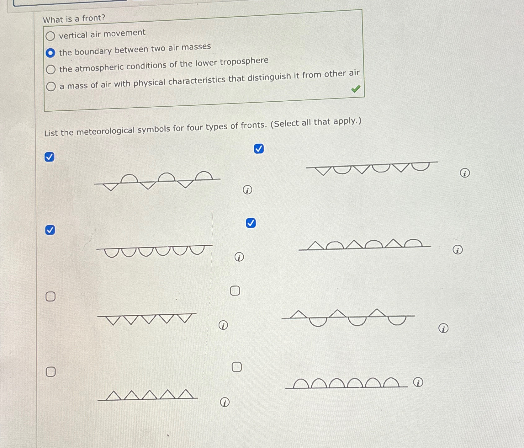 What is a front?vertical air movementthe boundary | Chegg.com