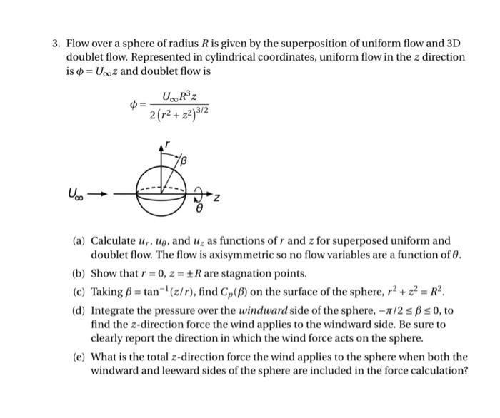Solved 3. Flow over a sphere of radius R is given by the | Chegg.com