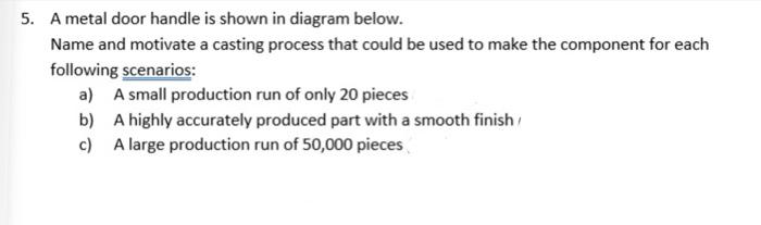 Solved 5. A metal door handle is shown in diagram below. | Chegg.com
