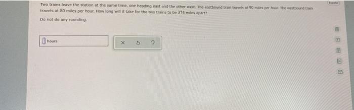 Solved Two train leave the station at the same time, one | Chegg.com