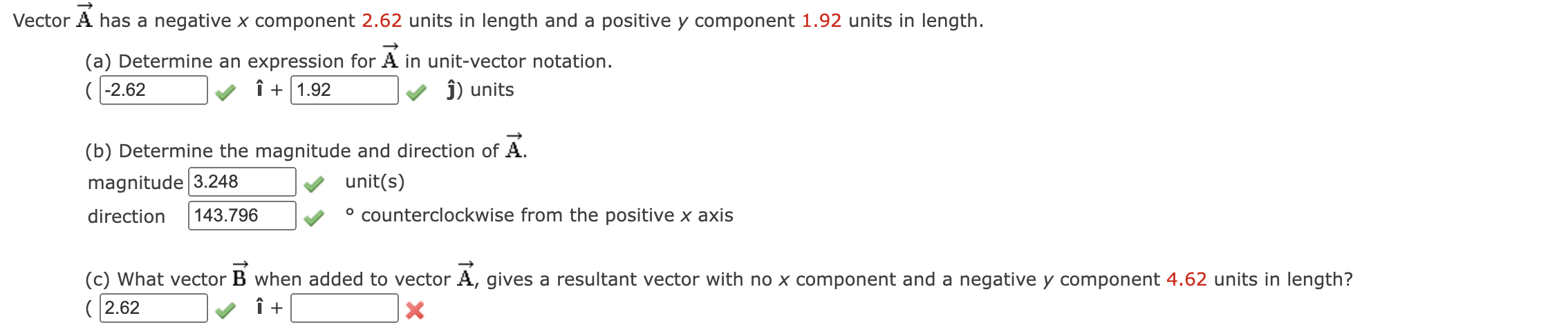 Solved Vector vec(A) ﻿has a negative x ﻿component 2.62 | Chegg.com