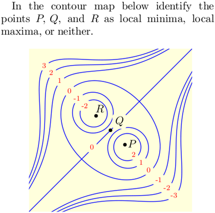 In the contour map below identify the points P, Q, | Chegg.com