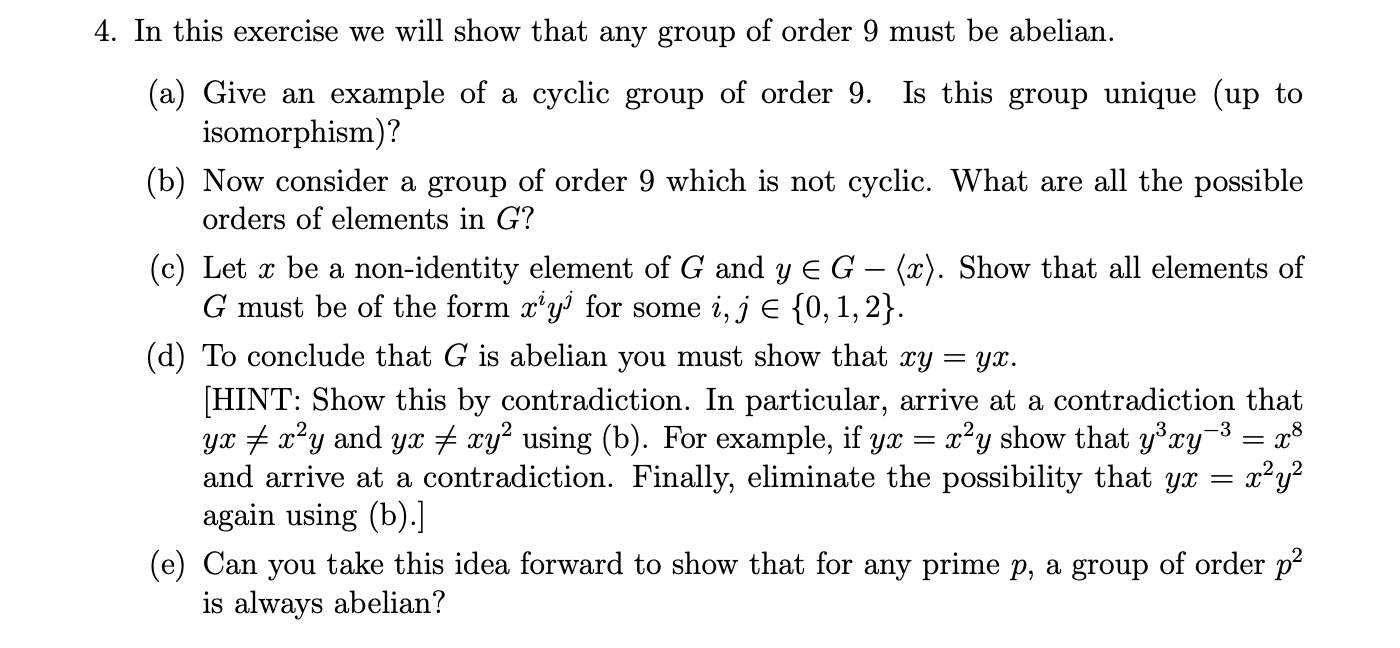 Solved In this exercise we will show that any group of order | Chegg.com