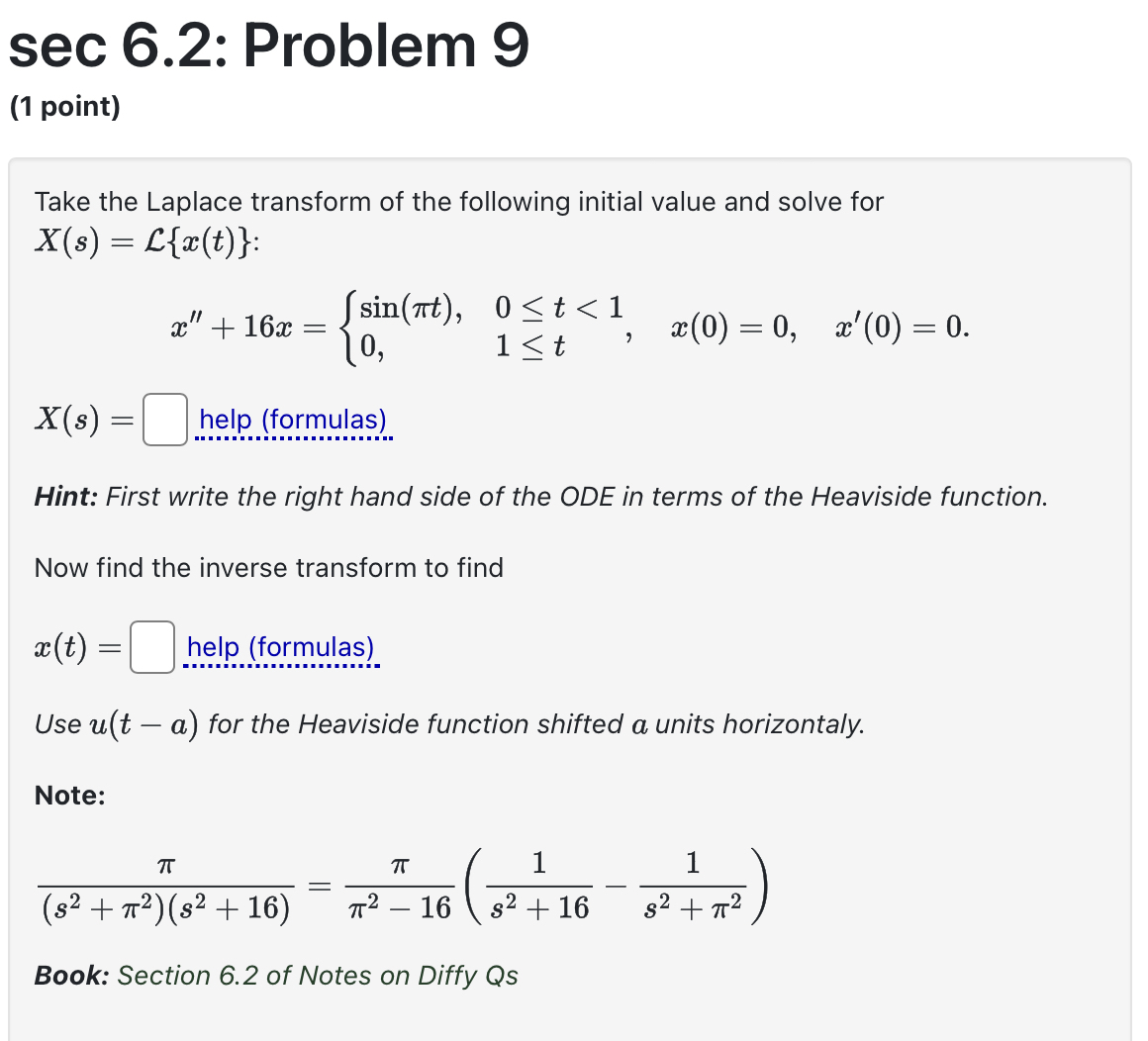 Solved sec 6.2: Problema 9 ﻿(1 ﻿punto) ﻿Tome la transformada | Chegg.com