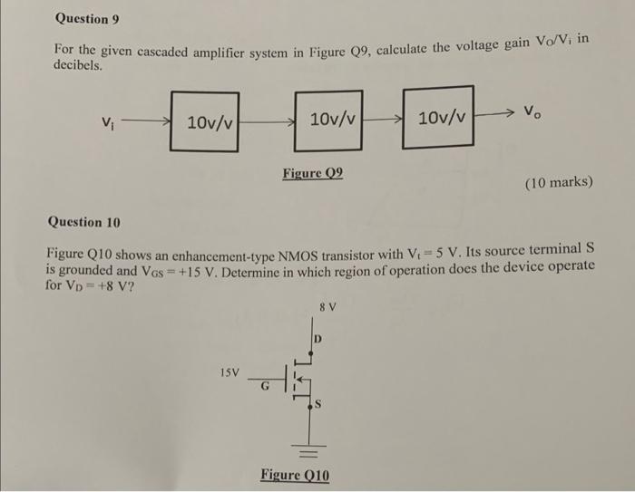 Solved For the given cascaded amplifier system in Figure Q9, | Chegg.com