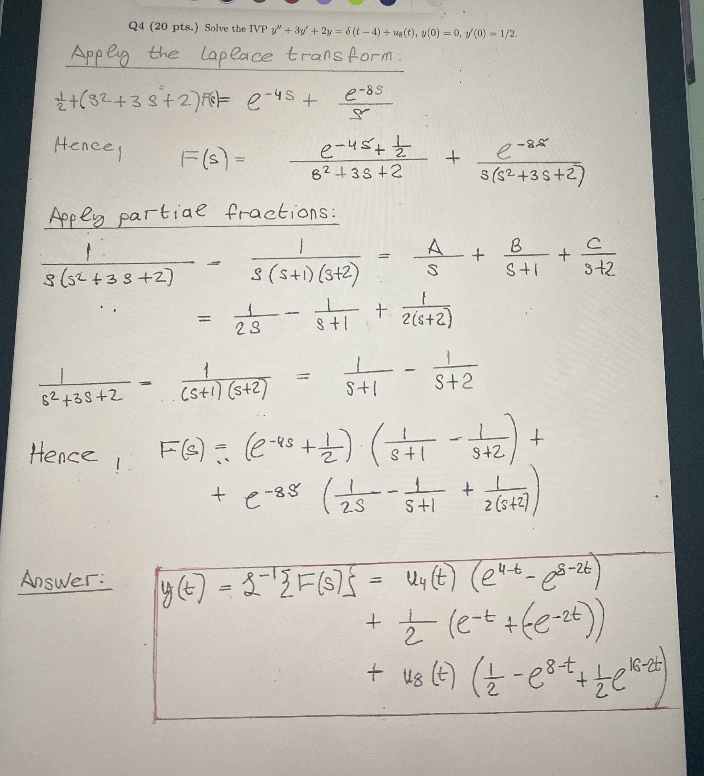 Solved Q4 (20 ﻿pts.) ﻿Solve the IVP | Chegg.com