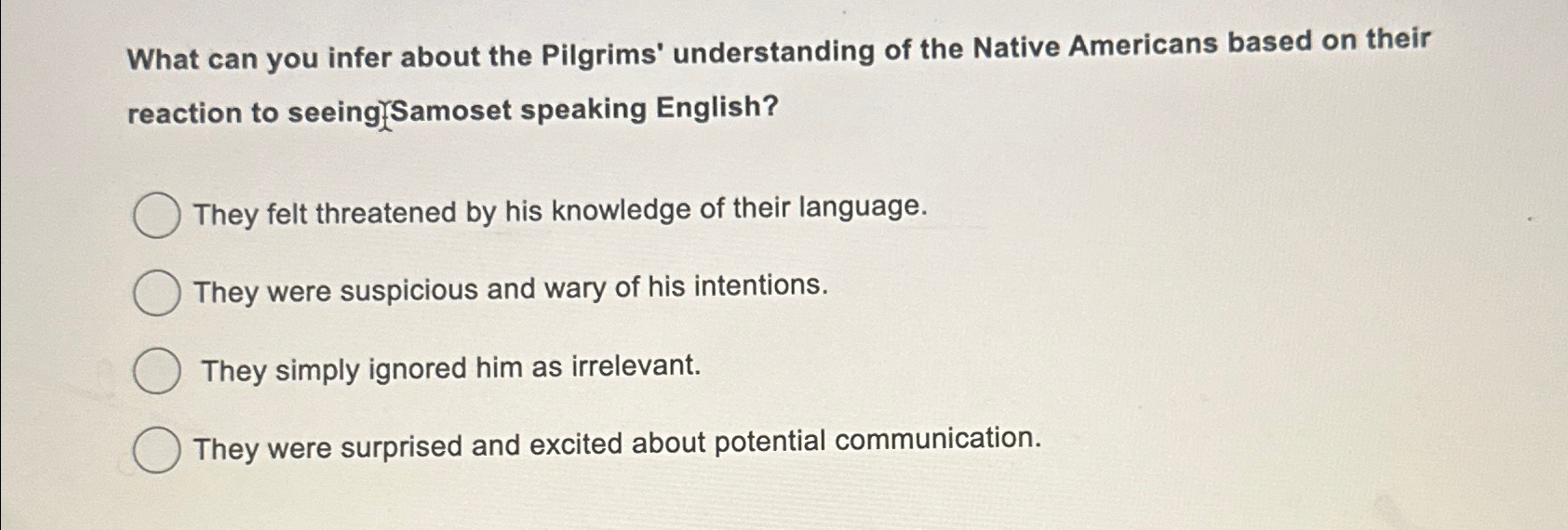 Solved What can you infer about the Pilgrims' understanding | Chegg.com