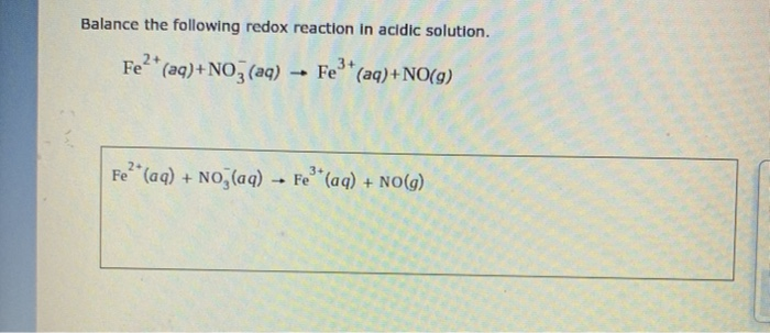 Solved Balance the following redox reaction in acidic | Chegg.com