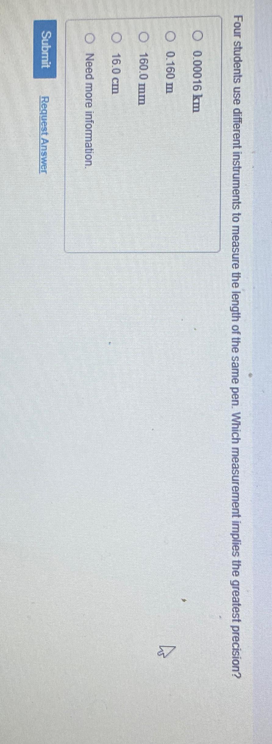Solved Four students use different instruments to measure | Chegg.com