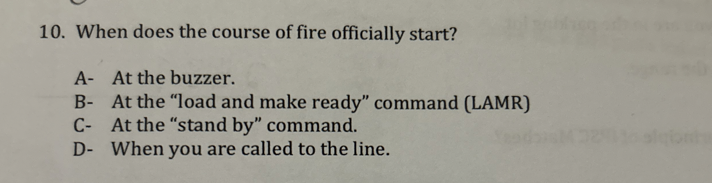 Solved When does the course of fire officially start?A- ﻿At | Chegg.com