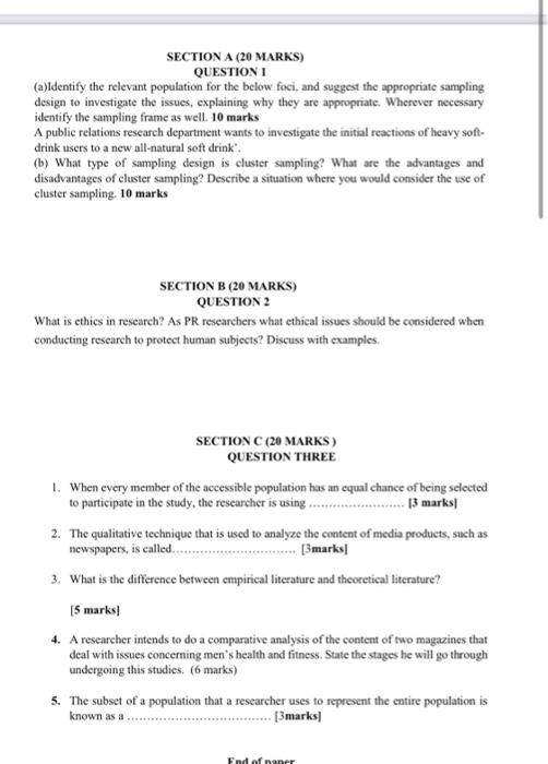 SECTION A (20 MARKS) QUESTION I (a)Identify the | Chegg.com