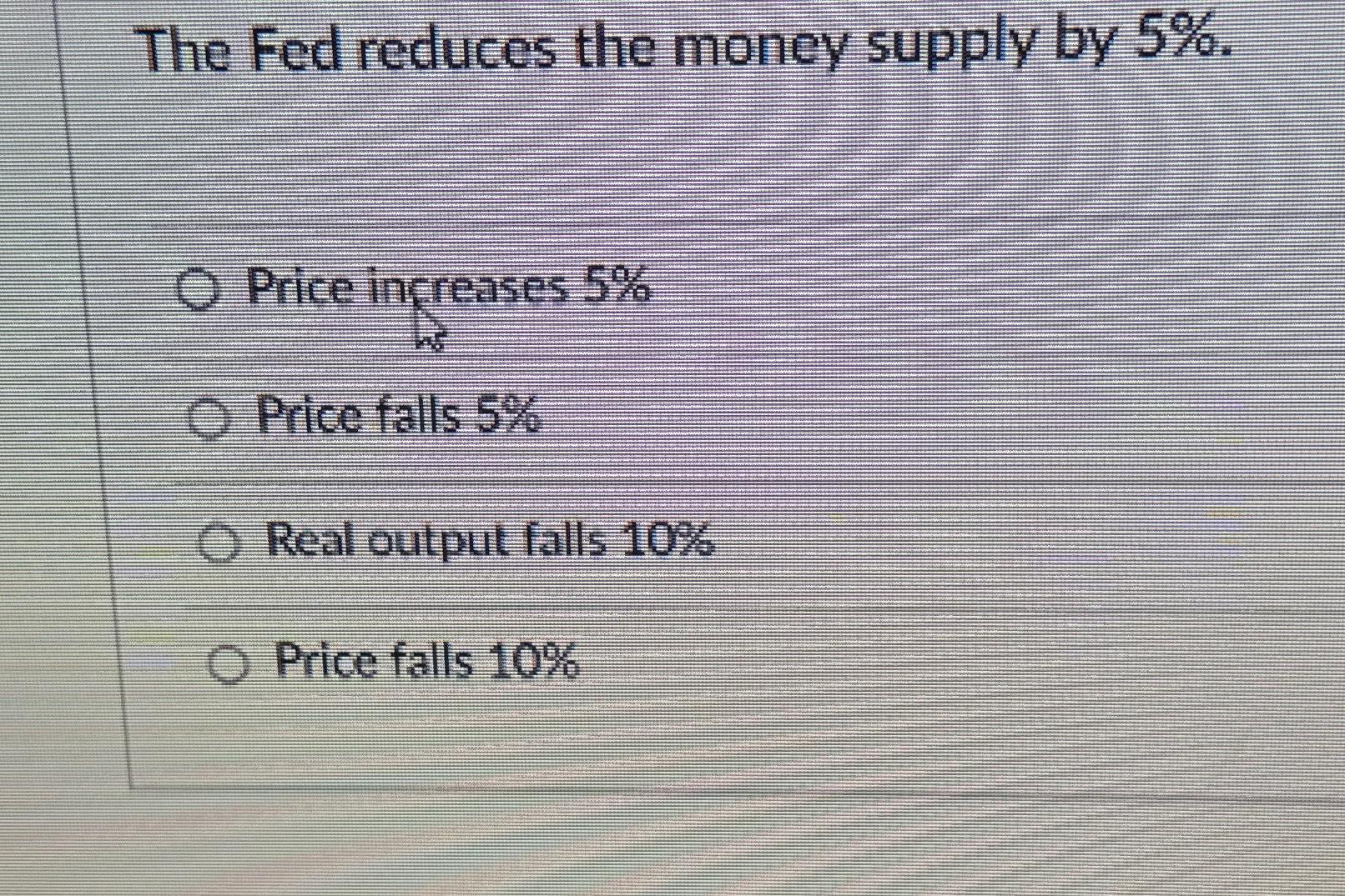 Solved The Fed reduces the money supply by 5%.Price | Chegg.com