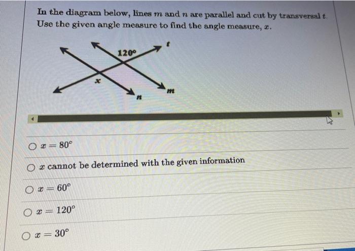 Solved In the diagram below, lines m and n are parallel and | Chegg.com
