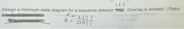 Solved Design a minimum state diagram for a sequence | Chegg.com