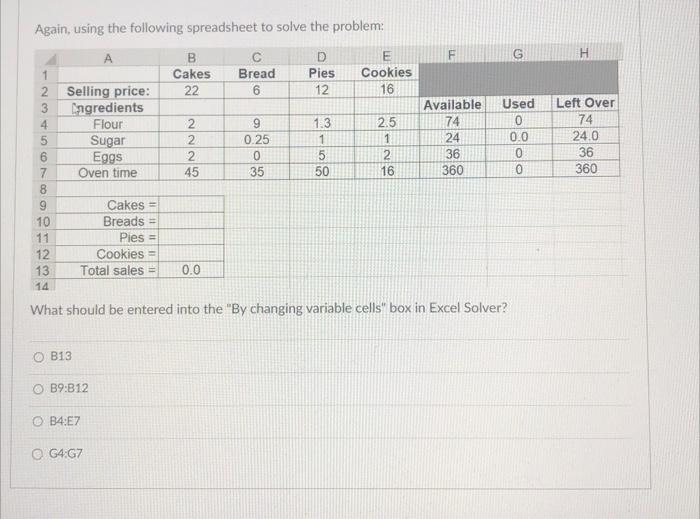 Solved Suppose you are using the following spreadsheet to | Chegg.com Solved Suppose you are using the following spreadsheet to | Chegg.com