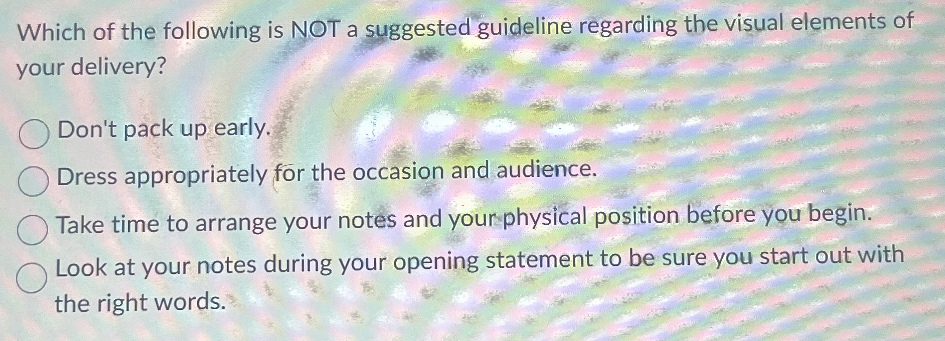 Solved Which of the following is NOT a suggested guideline | Chegg.com