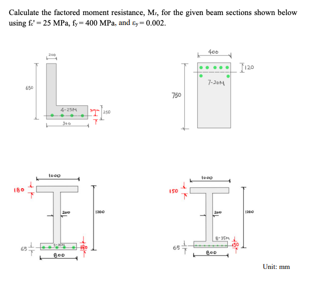 Solved Calculate the factored moment resistance, Mr, ﻿for | Chegg.com
