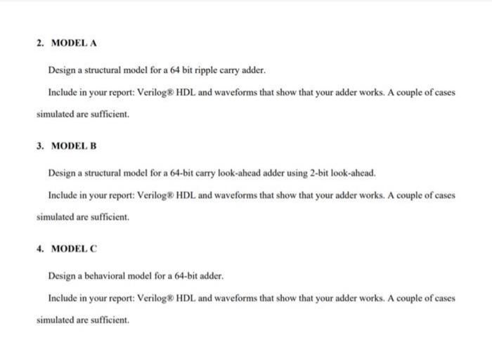 Solved 2. MODEL A Design a structural model for a 64 bit | Chegg.com