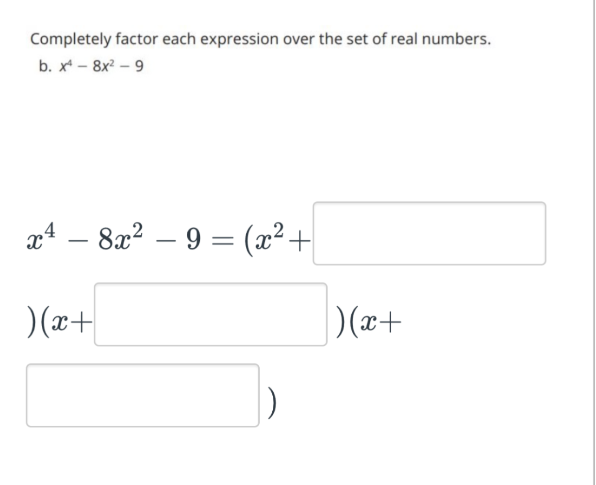 Solved Completely factor each expression over the set of | Chegg.com