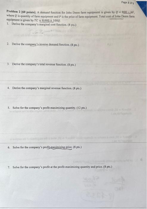 Solved Problem 2(60 points }. A demand function for Jolin | Chegg.com