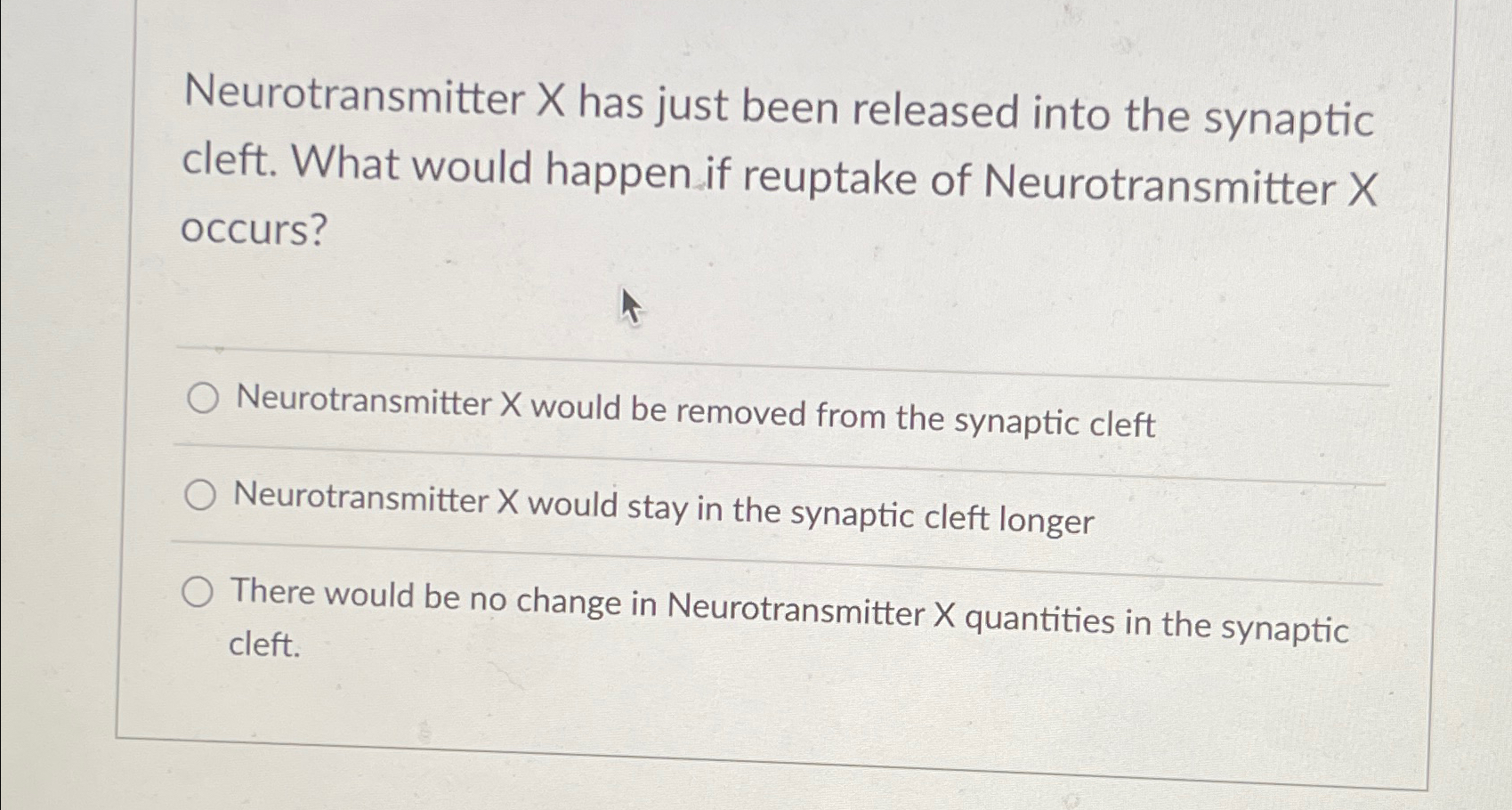Solved Neurotransmitter x ﻿has just been released into the | Chegg.com