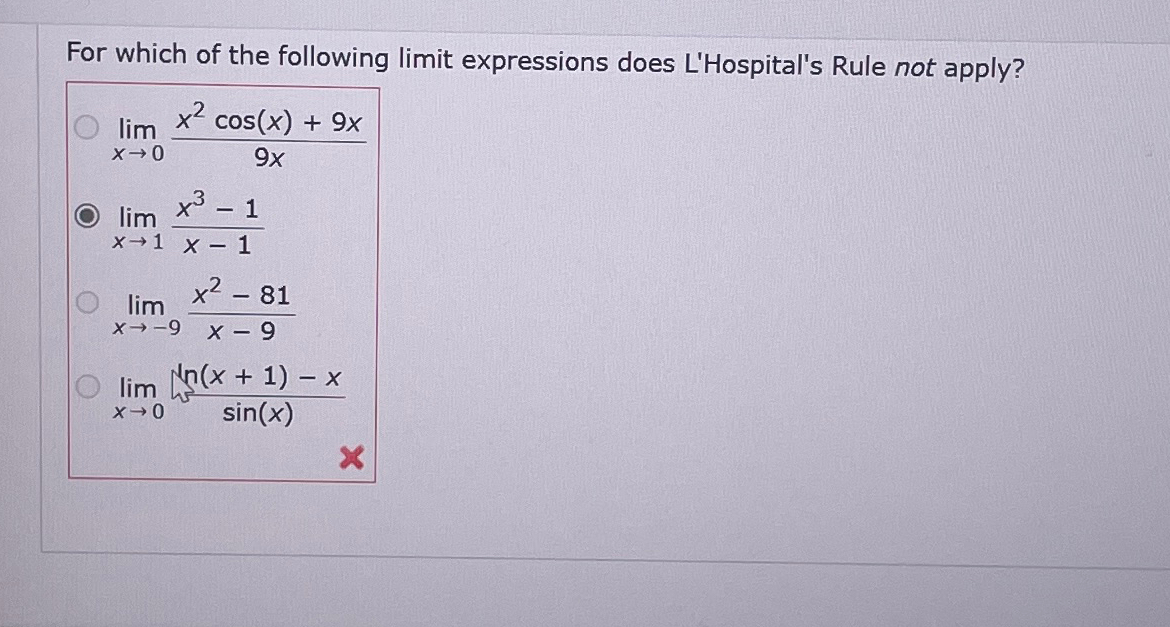 Solved For which of the following limit expressions does | Chegg.com