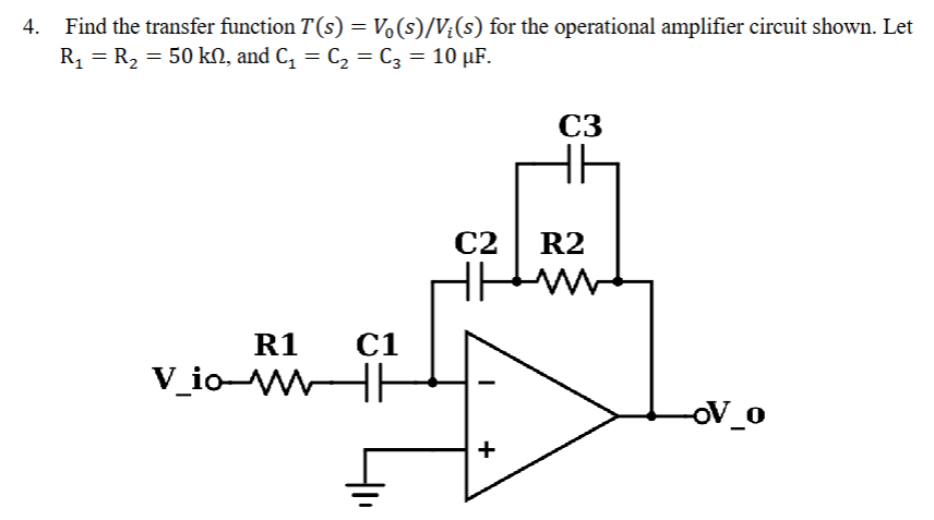 Solved Find the transfer function T(s)=V0sVi(s) ﻿for the | Chegg.com