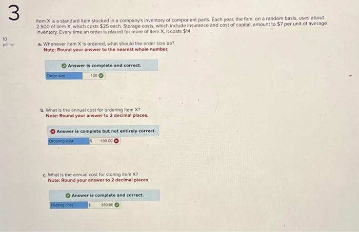 Solved Item X is a standard item stocked in a company's | Chegg.com