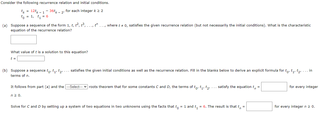 Solved Consider the following recurrence relation and | Chegg.com