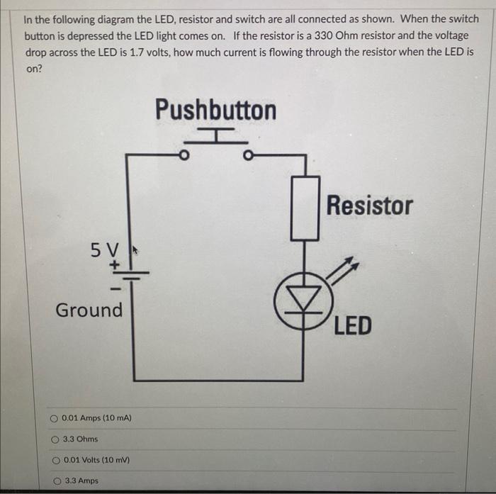 Solved In the following diagram the LED, resistor and switch | Chegg.com