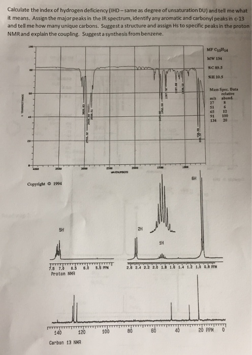 Solved Calculate the index of hydrogen deficiency (IHD-same | Chegg.com