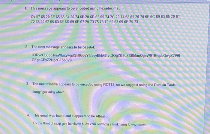 Solved 1. This message appears to be encoded using | Chegg.com