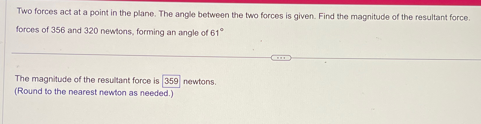 Solved Two forces act at a point in the plane. The angle | Chegg.com
