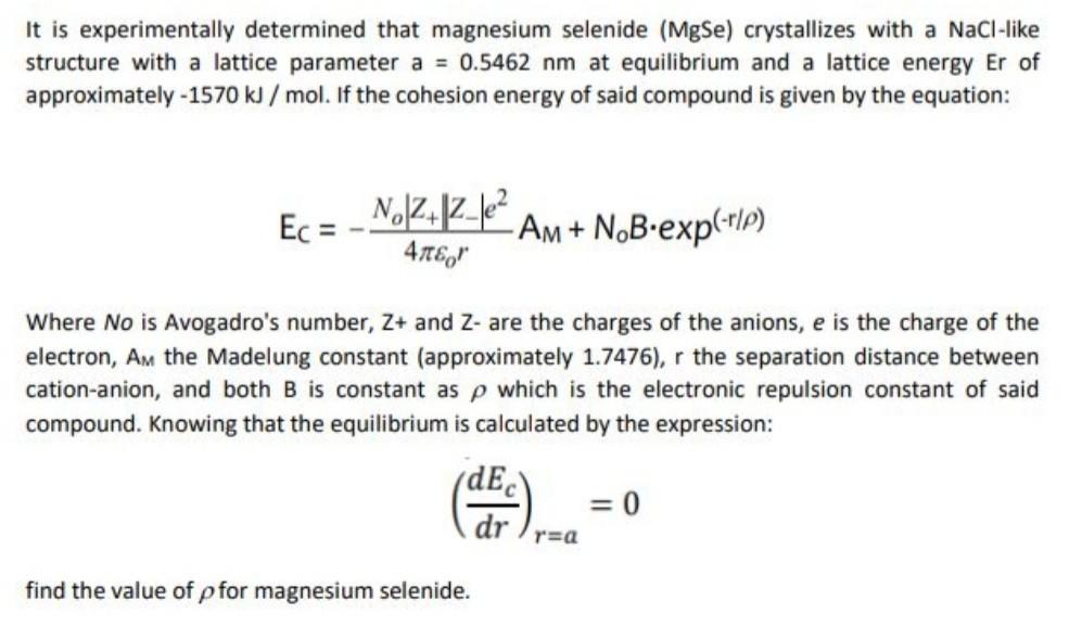 Solved It is experimentally determined that magnesium | Chegg.com