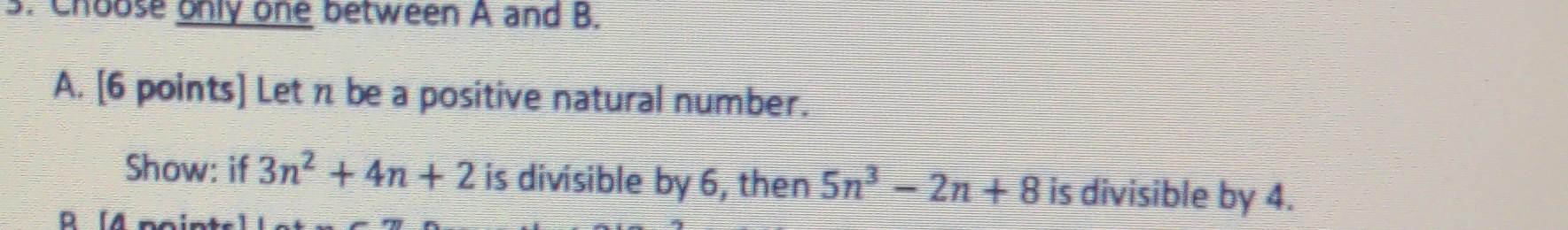 Solved A. [ 6 points] Let n be a positive natural number. | Chegg.com