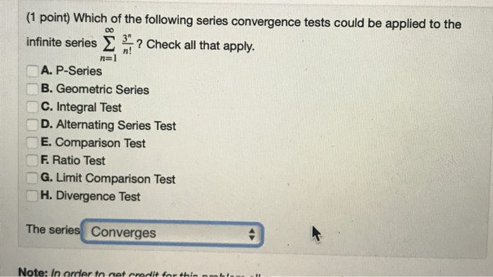 Solved 1 Point Which Of The Following Series Convergence 3907