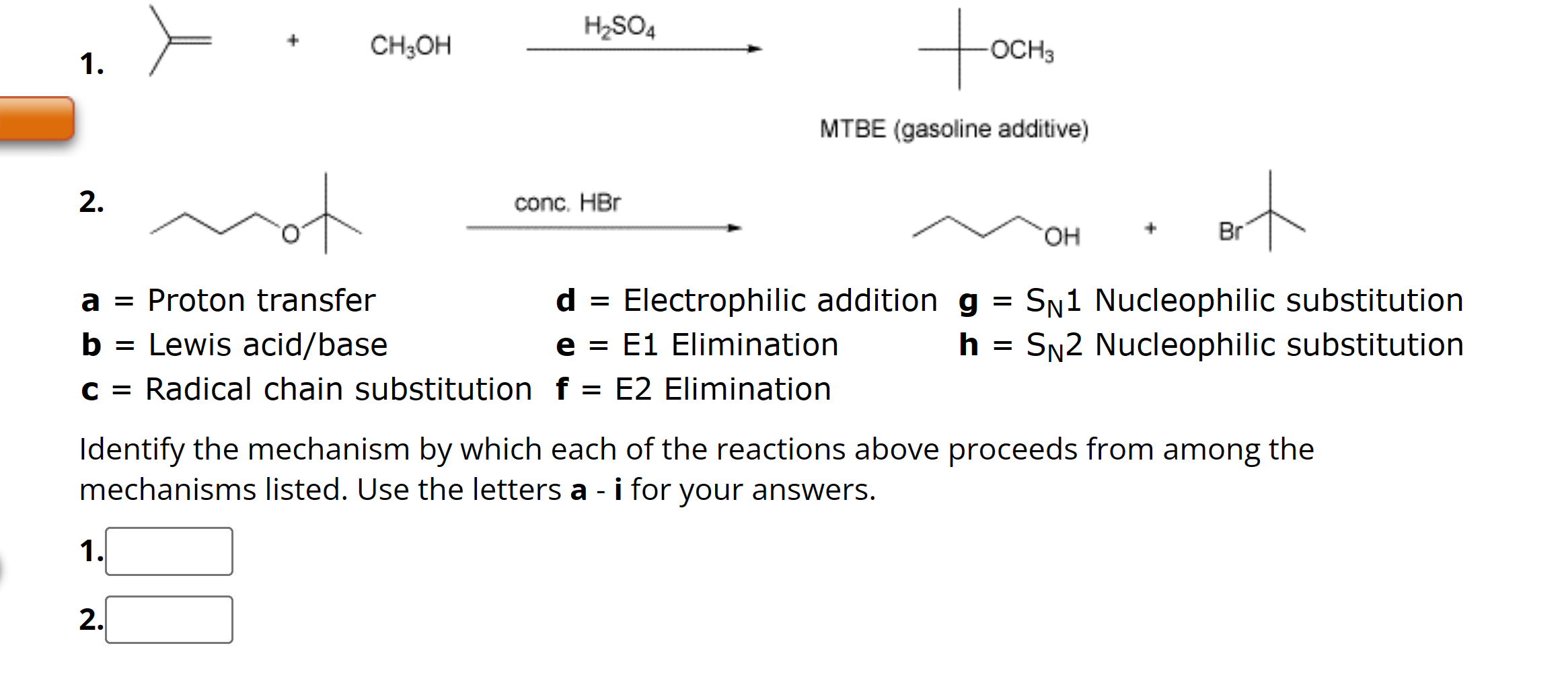 Solved MTBE (gasoline additive)+a= ﻿Proton transferd= | Chegg.com