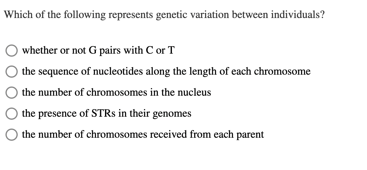 Solved Which of the following represents genetic variation | Chegg.com