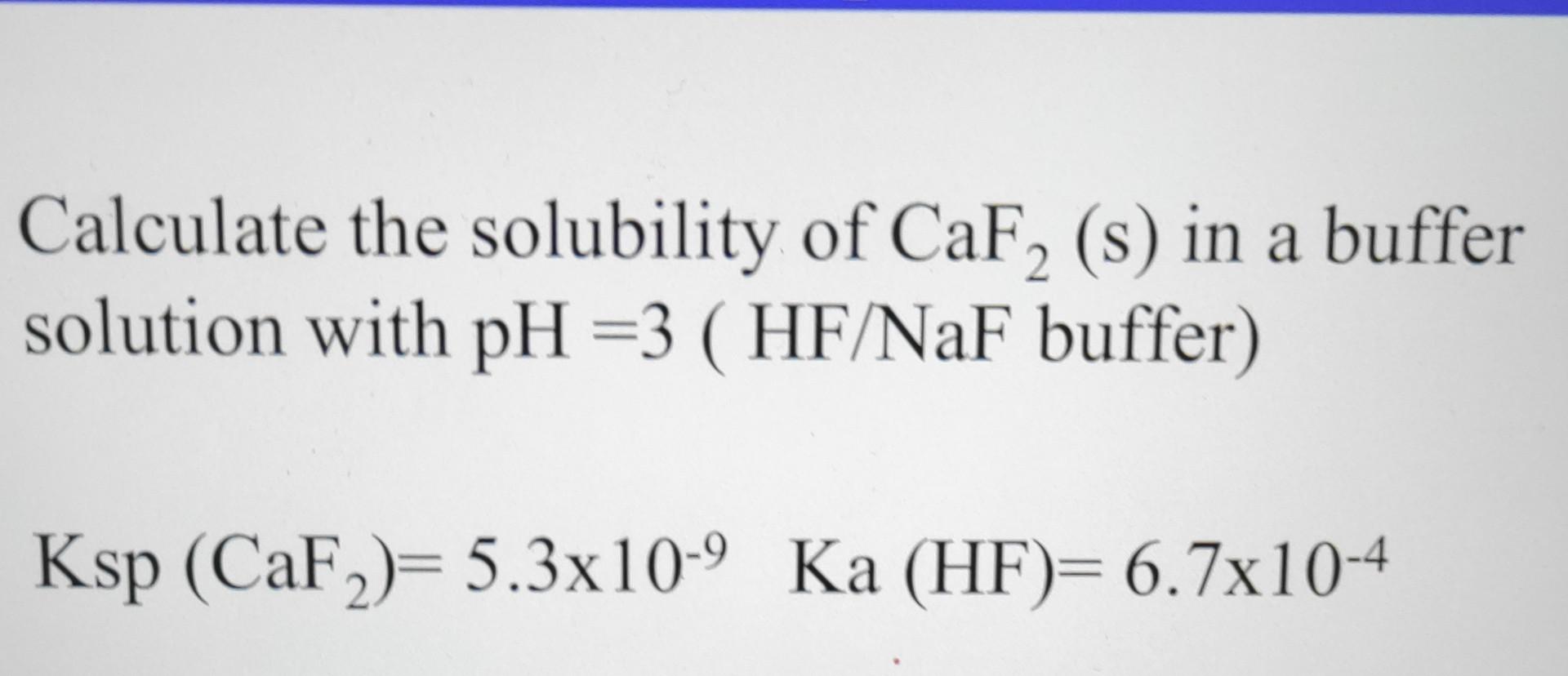 Calculate the solubility of CaF2( s) in a buffer | Chegg.com