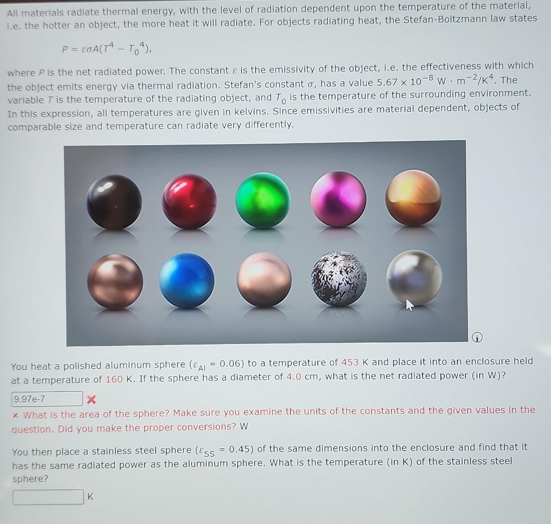 Solved All materials radiate thermal energy, with the level | Chegg.com