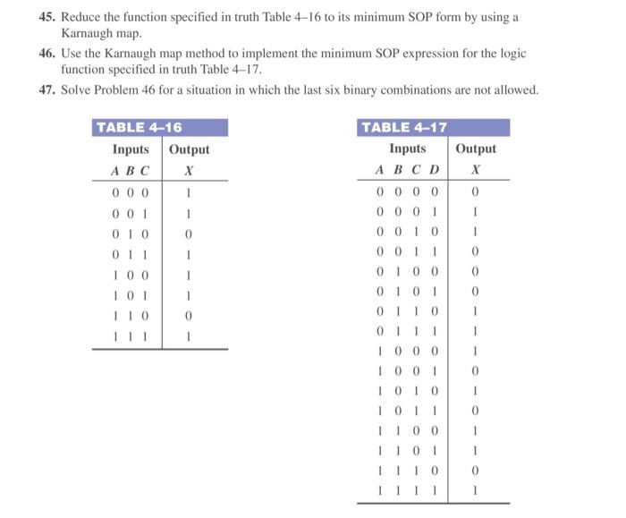Solved 45 Reduce The Function Specified In Truth Table 4 16