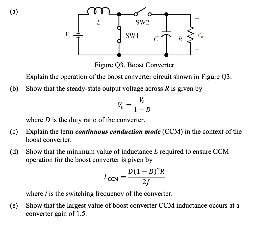 Solved (a)Explain the operation of ﻿the boost converter | Chegg.com