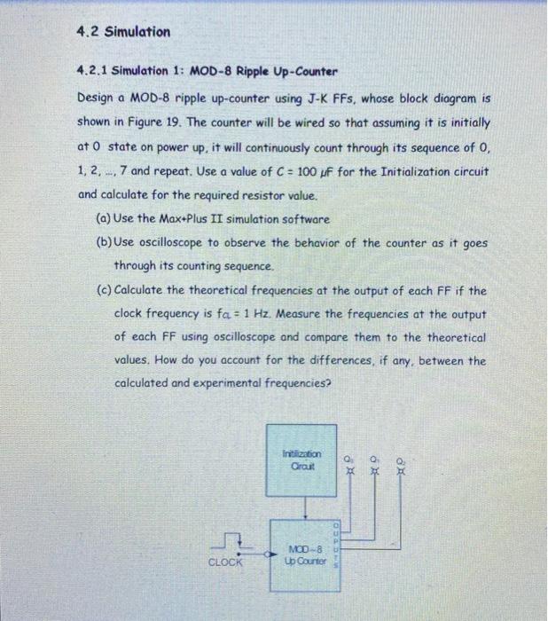 4.2.1 Simulation 1: MOD-8 Ripple Up-Counter Design a | Chegg.com