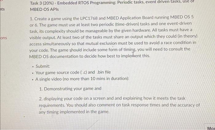 Solved MBED OS APIS 1. Create a game using the LPC1768 and | Chegg.com Solved MBED OS APIS 1. Create a game using the LPC1768 and | Chegg.com
