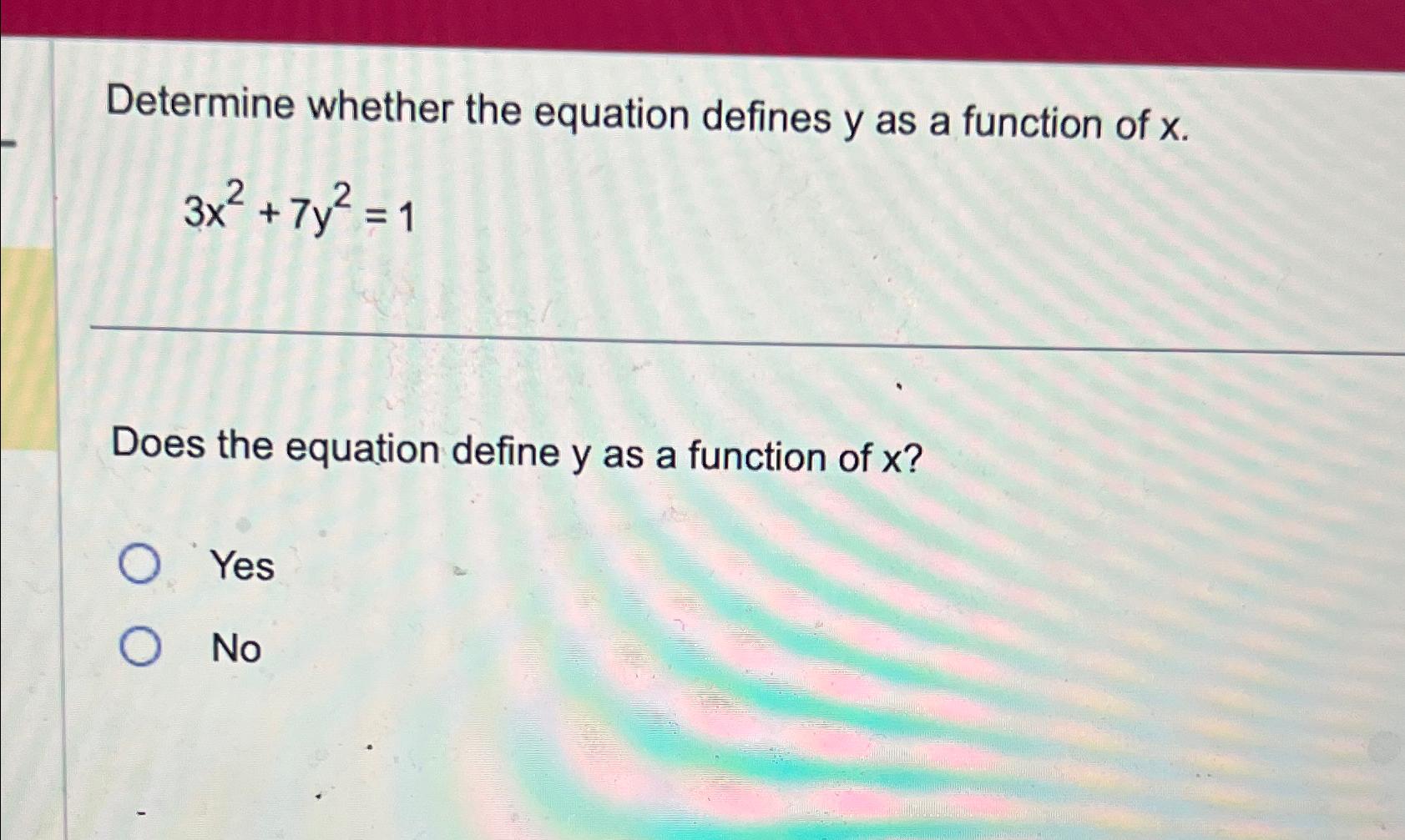 Solved Determine Whether The Equation Defines Y ﻿as A