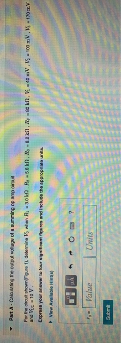 Solved Part A - Calculating the output voltage of a summing | Chegg.com