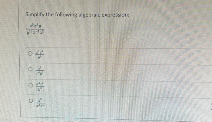 Solved Simplify the following algebraic expression: | Chegg.com